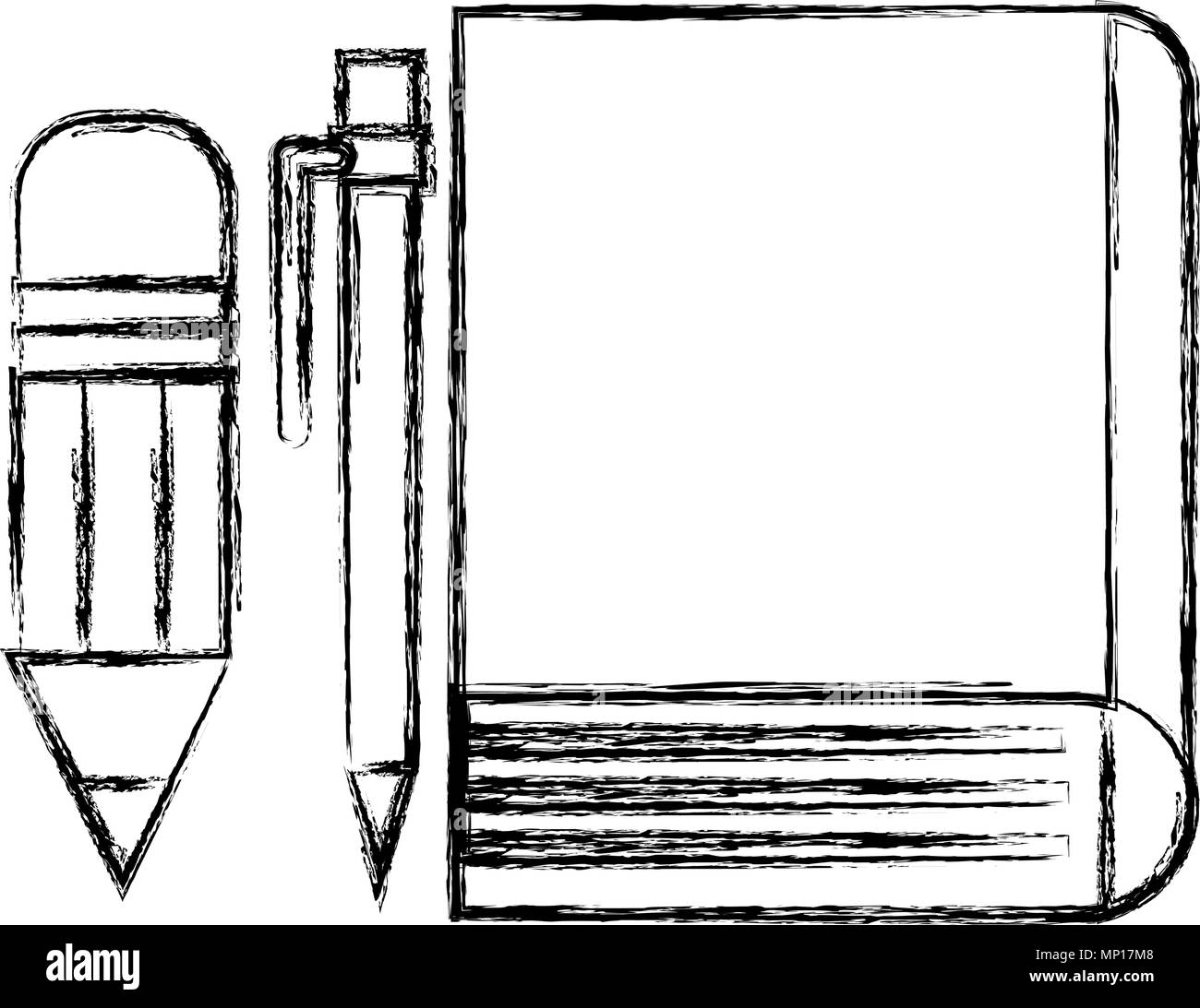 book school with pencil and pen vector illustration design Stock Vector ...