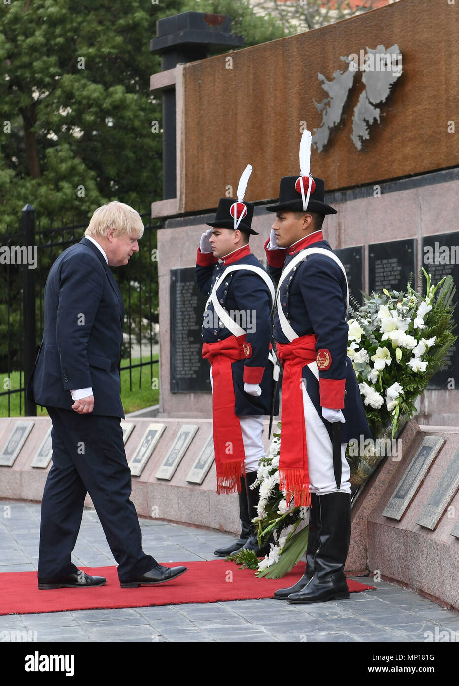 Foreign Secretary Boris Johnson lays a wreath in honour of those who ...