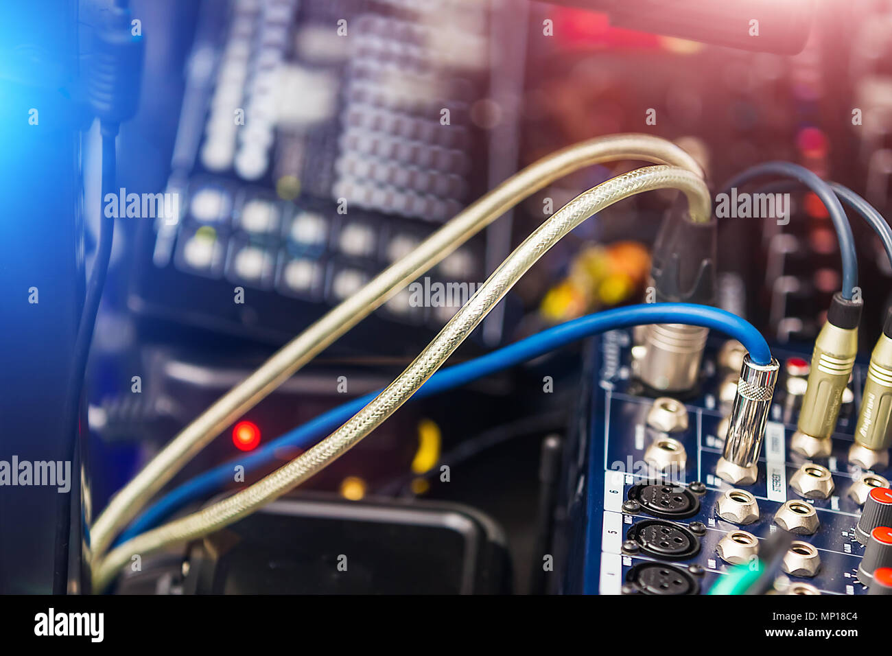 cables of Audio Mixer Control Panel Stock Photo - Alamy