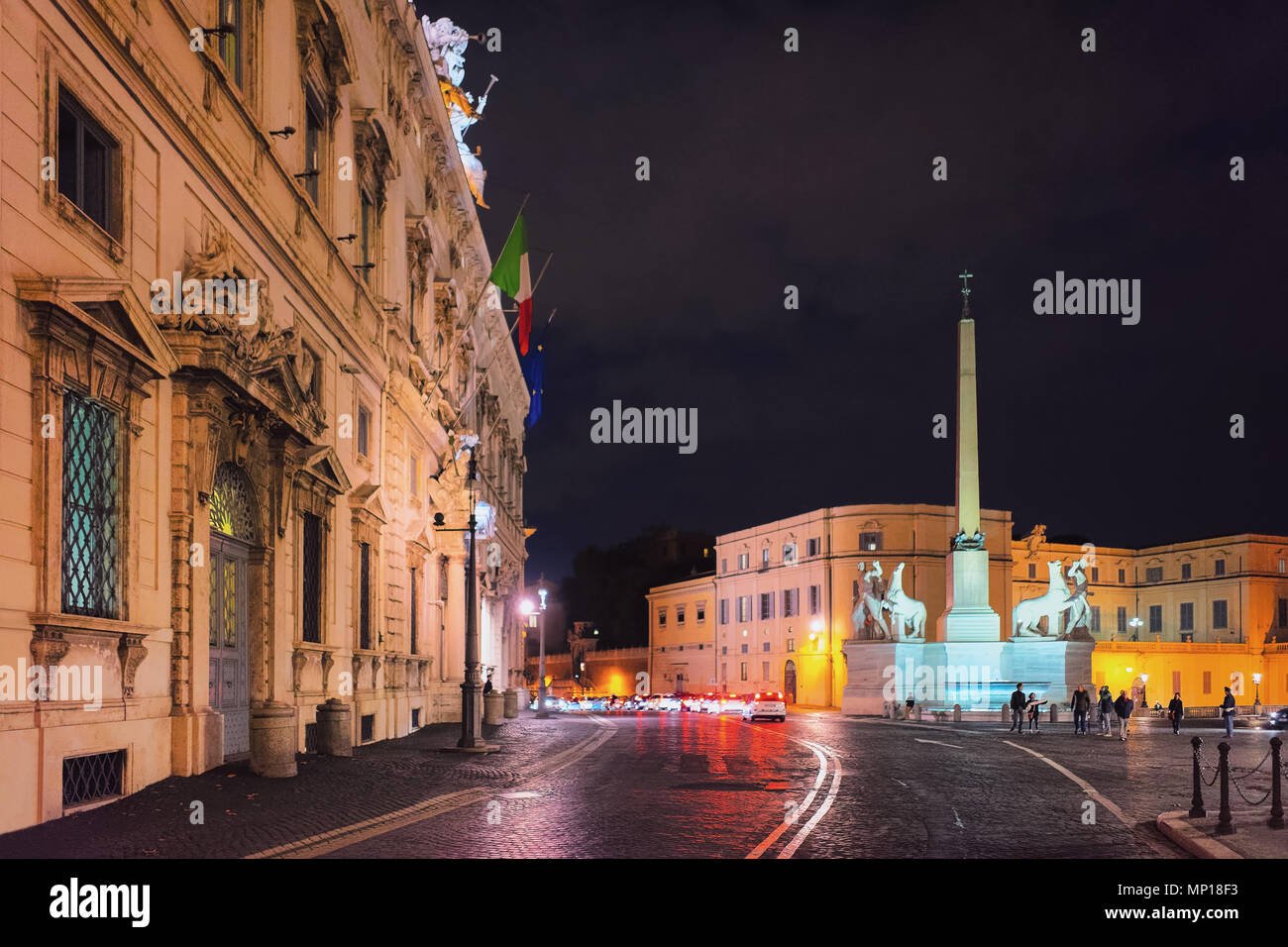 Ancient Roman Obelisk at Quirinale Palace in the Old City of Rome in ...