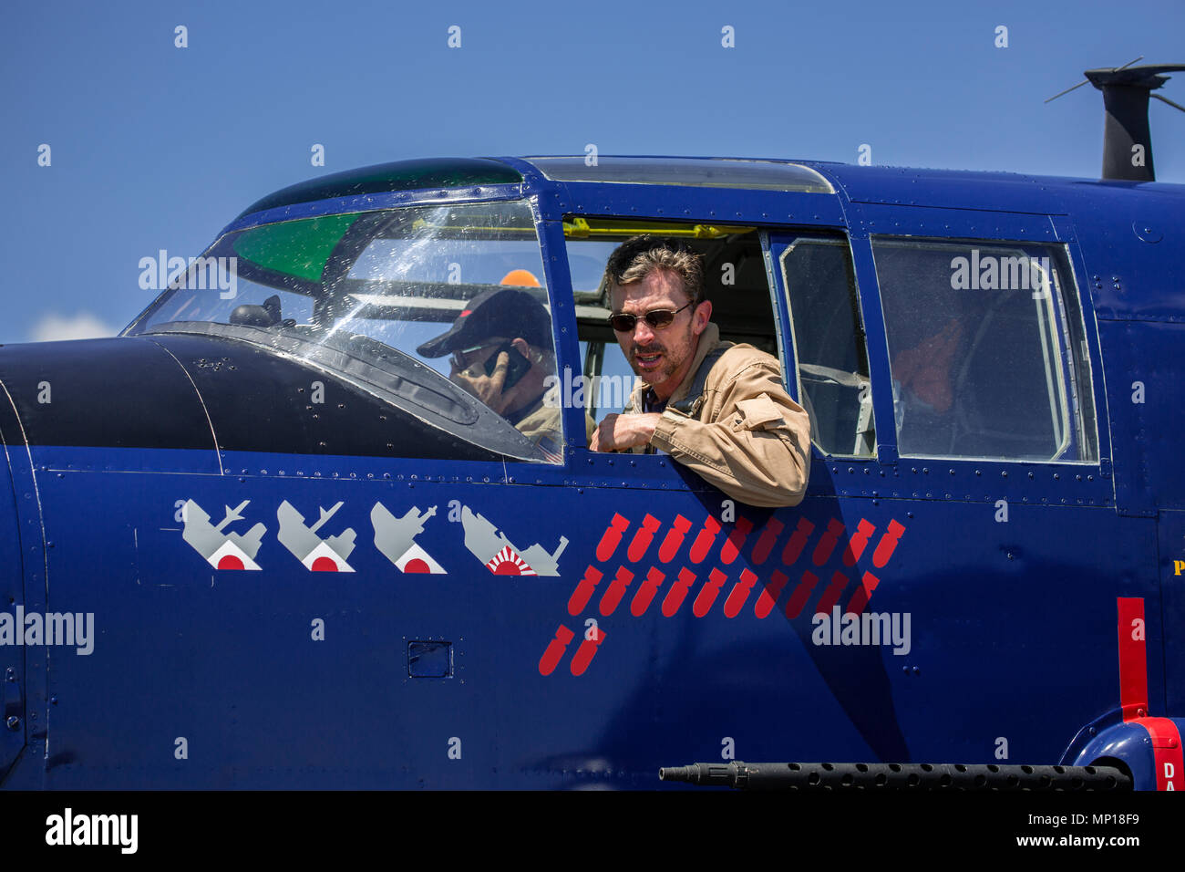 B-25 Bomber pilots at the Central Texas Airshow Stock Photo - Alamy