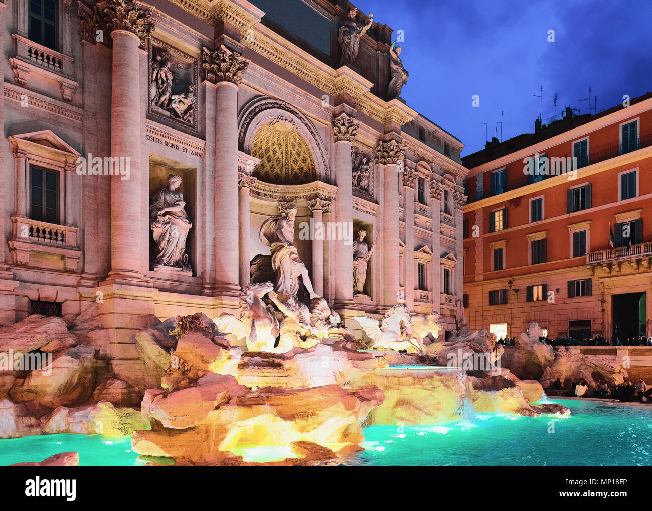 Trevi Fountain in Rome in Italy. It is a fountain in the Trevi district ...