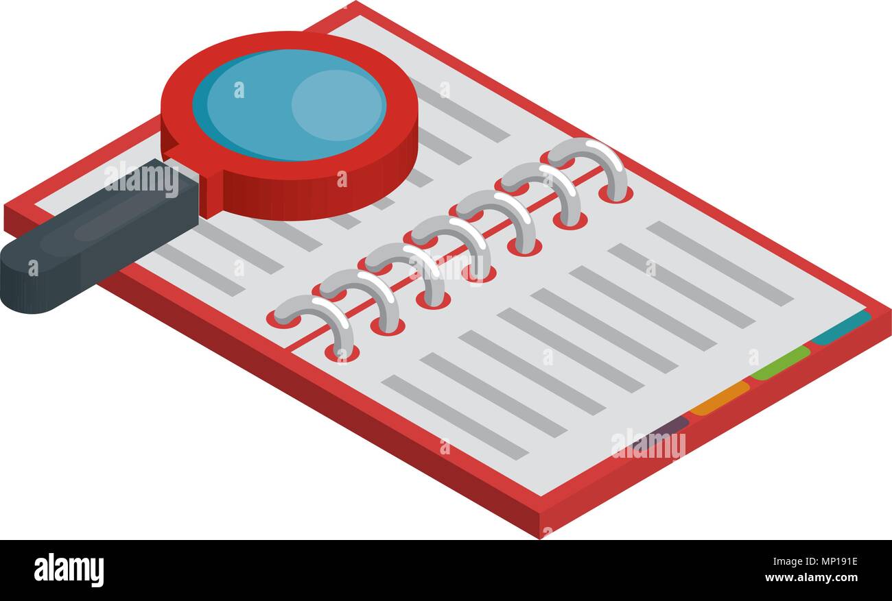 office notebook with magnifying glass Stock Vector Image & Art - Alamy