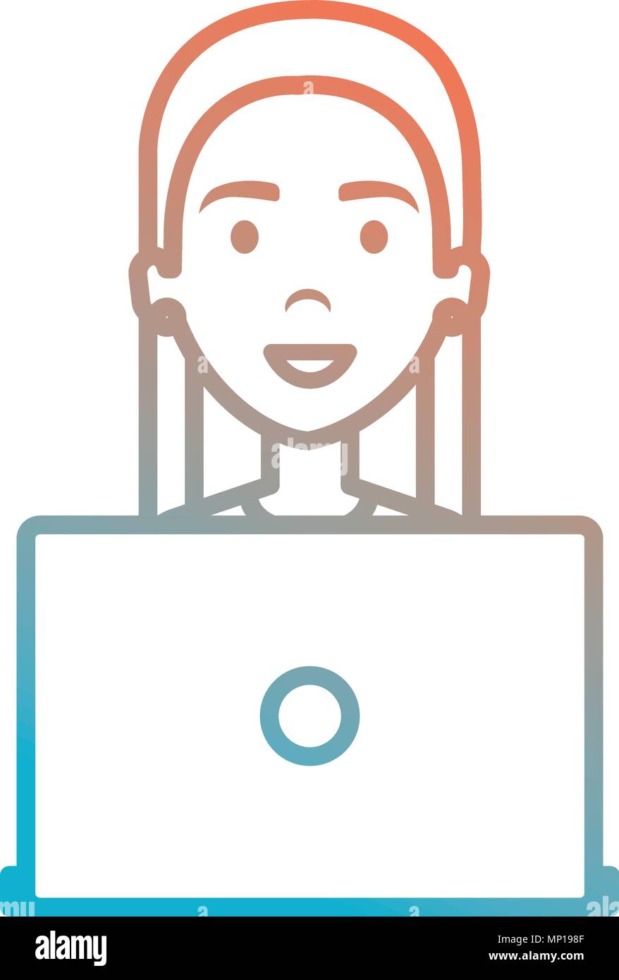 beautiful woman with laptop avatar character Stock Vector Image & Art ...