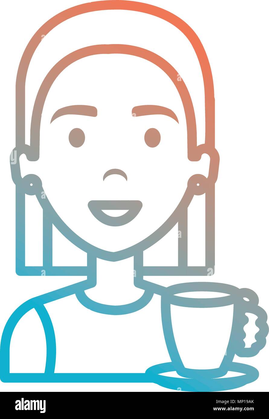 Vector Illustration Girl Drinking Coffee High Resolution Stock ...