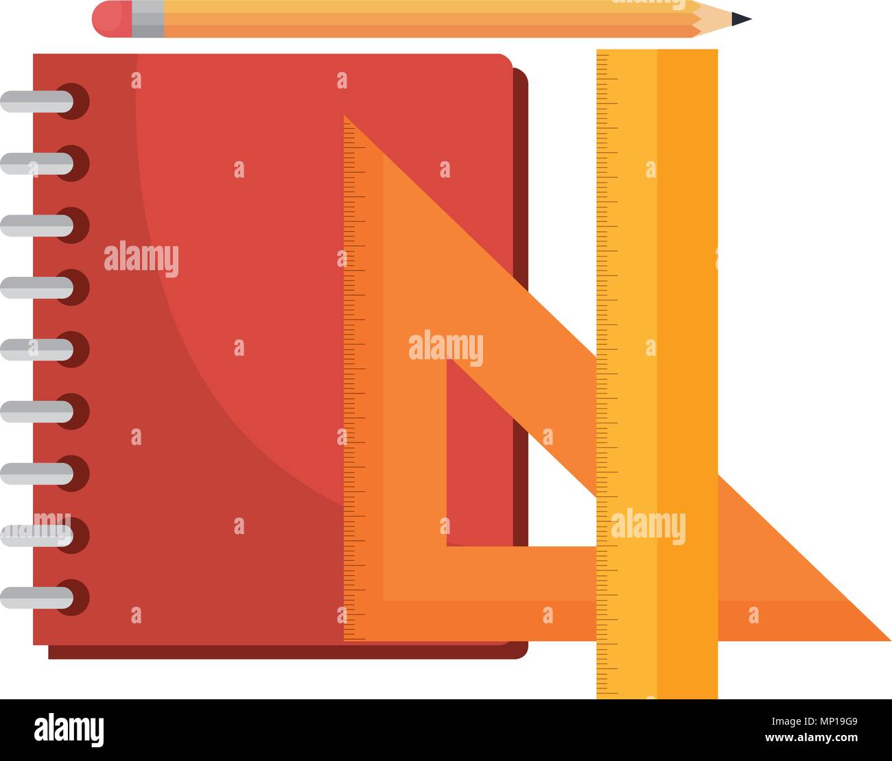 notebook school with pencil and rules Stock Vector Image & Art - Alamy