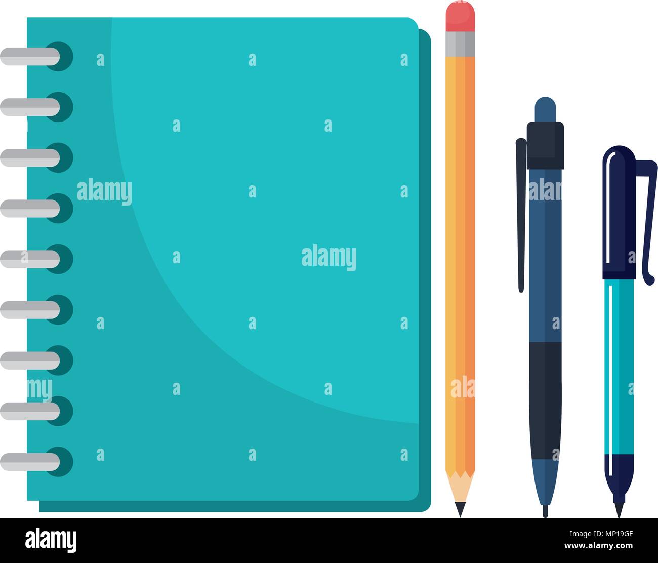 Notebook with pens Stock Vector Images - Alamy