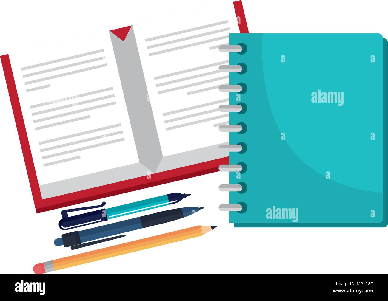 Notepad and pens Stock Vector Images - Alamy