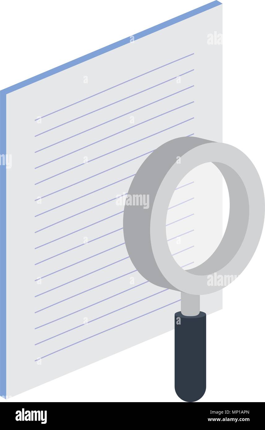 paper document with magnifying glass isometric icon Stock Vector Image ...