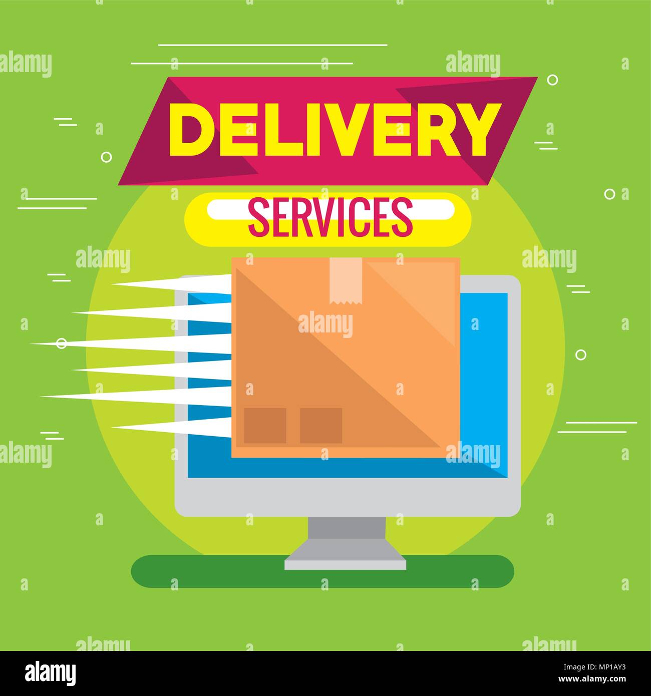 delivery service concept with computer monitor Stock Vector Image & Art ...