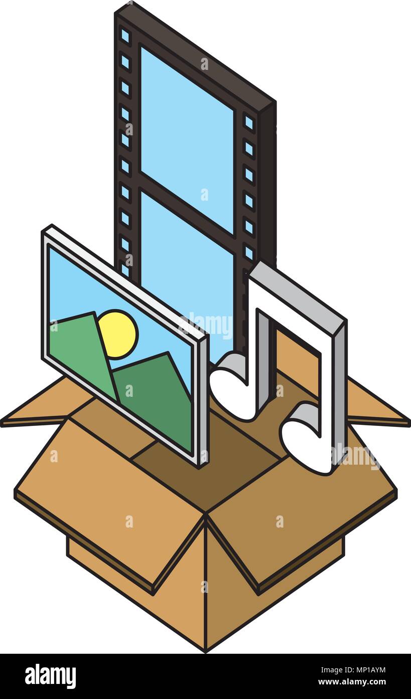 cardboard box social media isometric design Stock Vector Image & Art ...