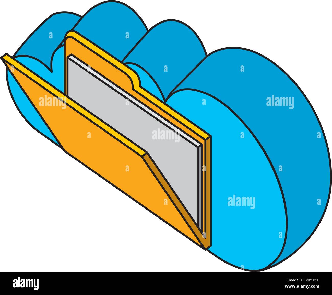 cloud computing folder data information isometric Stock Vector Image ...
