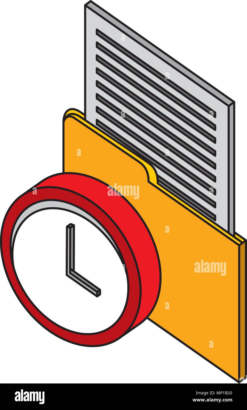 folder data and clock time isometric design Stock Vector Image & Art ...