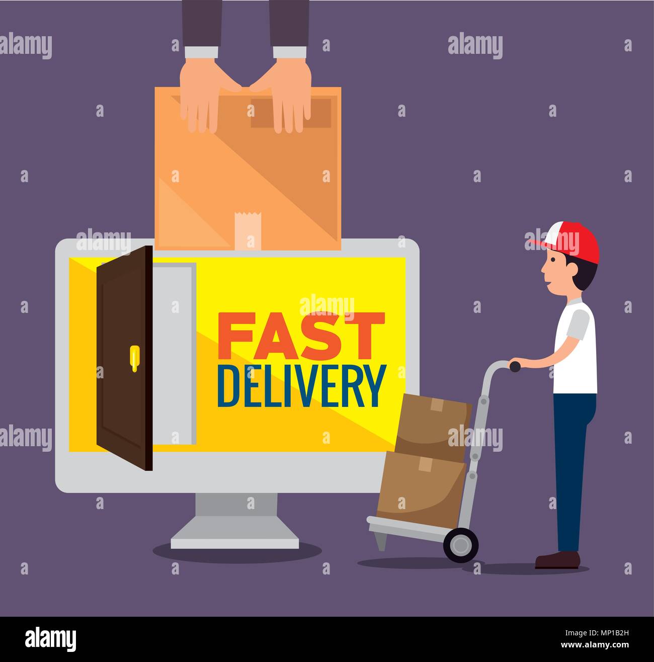 delivery service concept with computer monitor Stock Vector Image & Art ...
