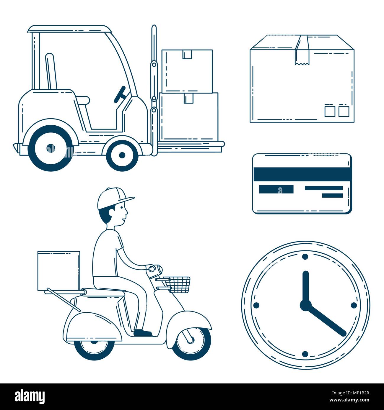 delivery service set icons Stock Vector Image & Art - Alamy