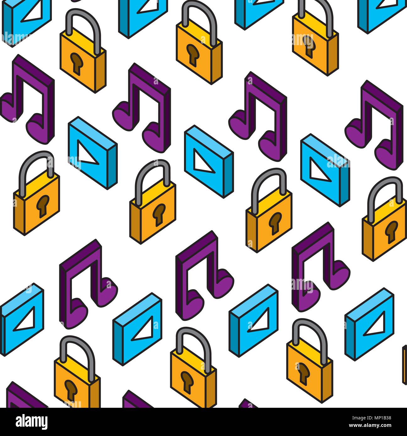 cyber security player music isometric background Stock Vector Image ...