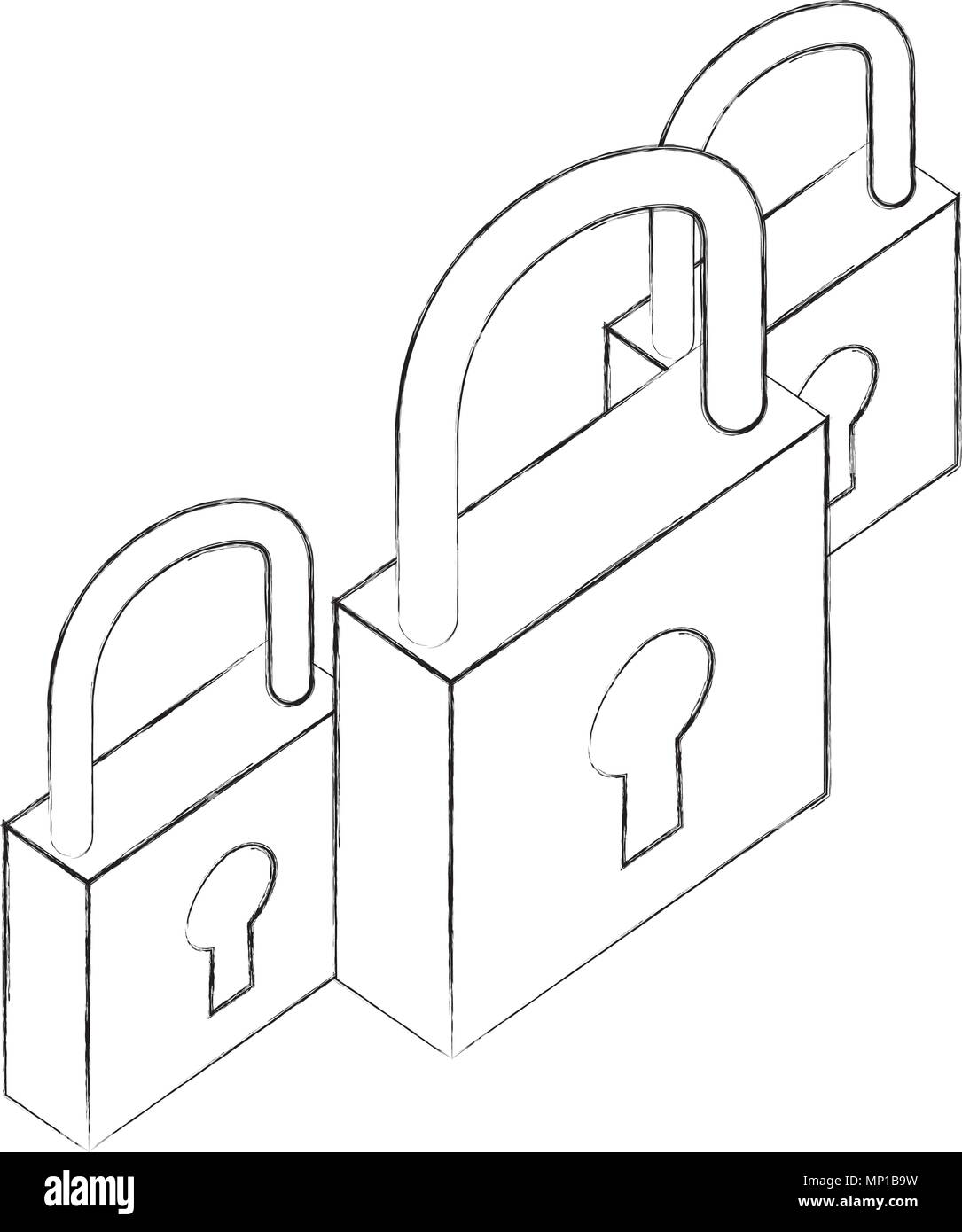 cyber security padlock protection isometric design Stock Vector Image ...