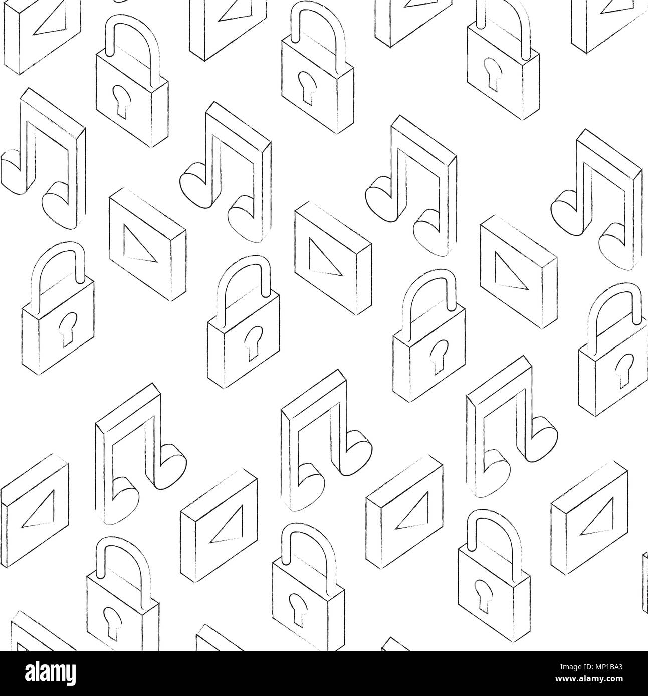 cyber security player music isometric background Stock Vector Image ...