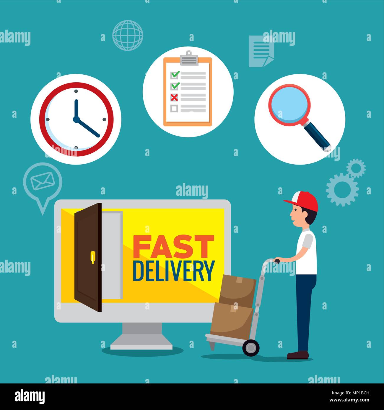 delivery service concept with computer monitor Stock Vector Image & Art ...