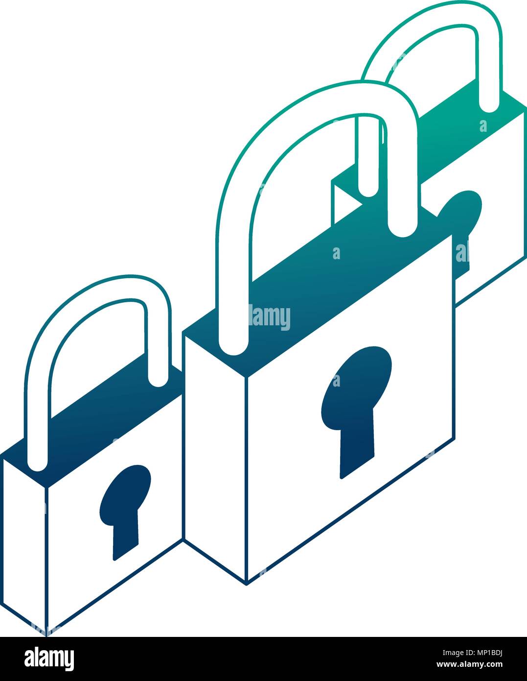 cyber security padlock protection isometric design Stock Vector Image ...