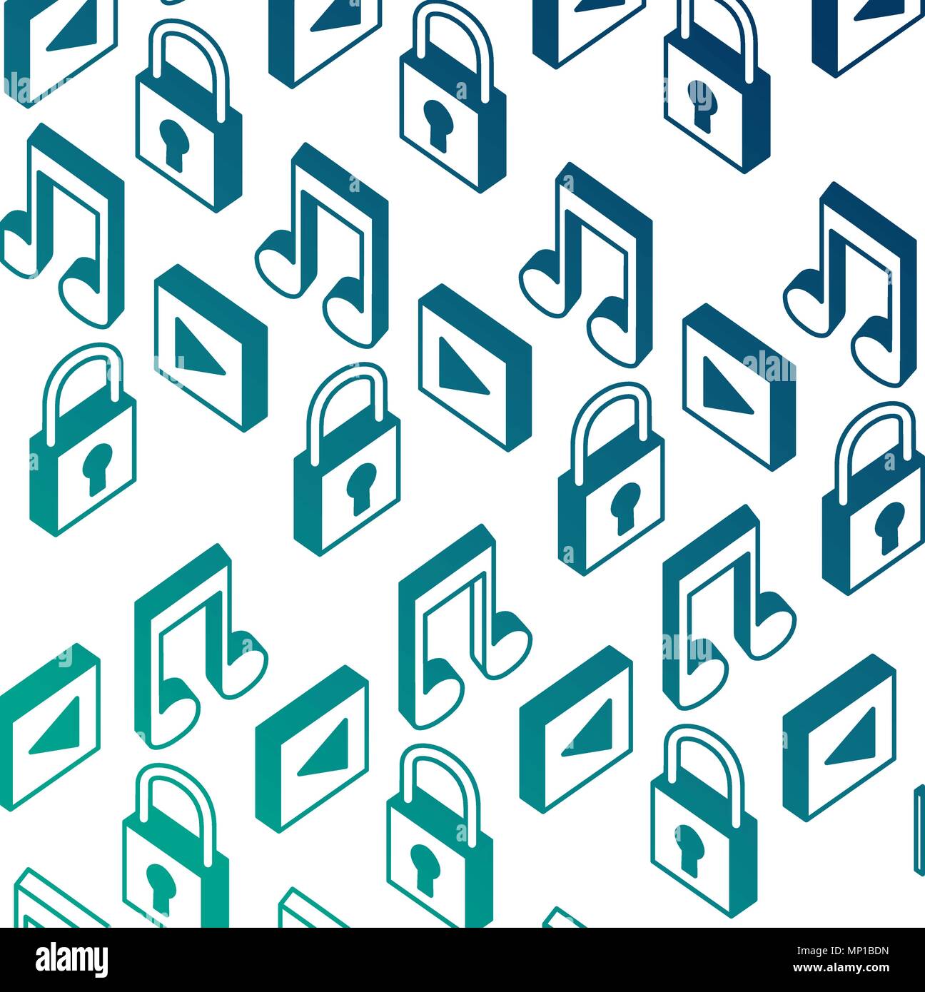 cyber security player music isometric background Stock Vector Image ...