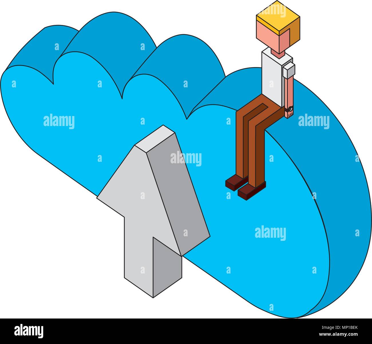 male avatar sitting on cloud computing isometric Stock Vector Image ...