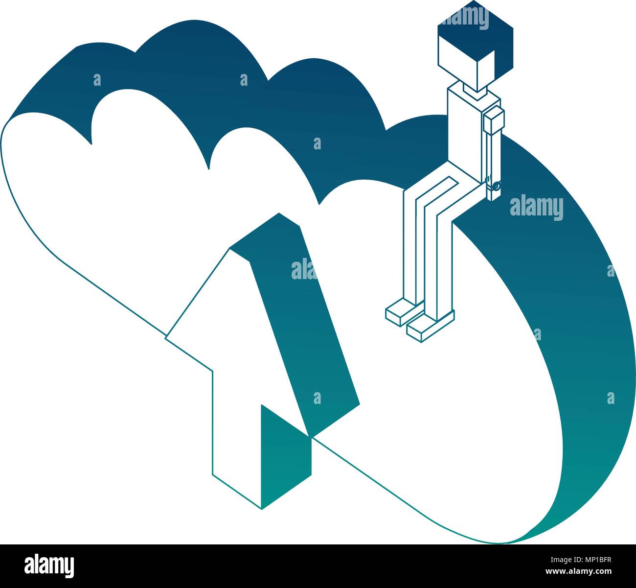 male avatar sitting on cloud computing isometric Stock Vector Image ...