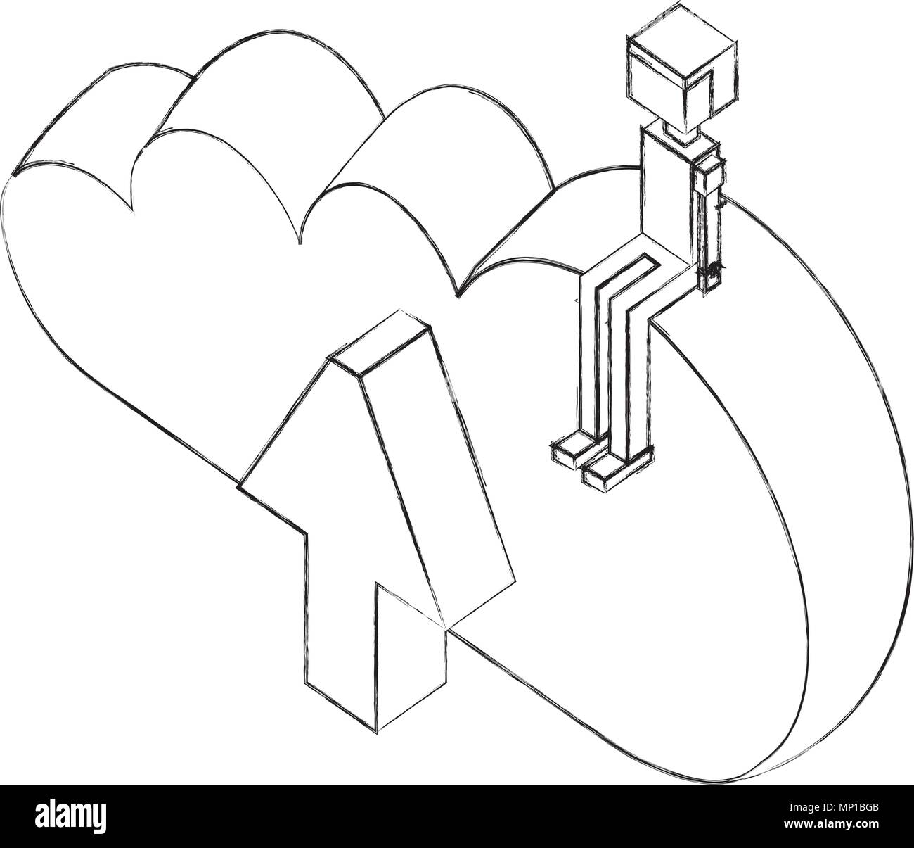 male avatar sitting on cloud computing isometric Stock Vector Image ...