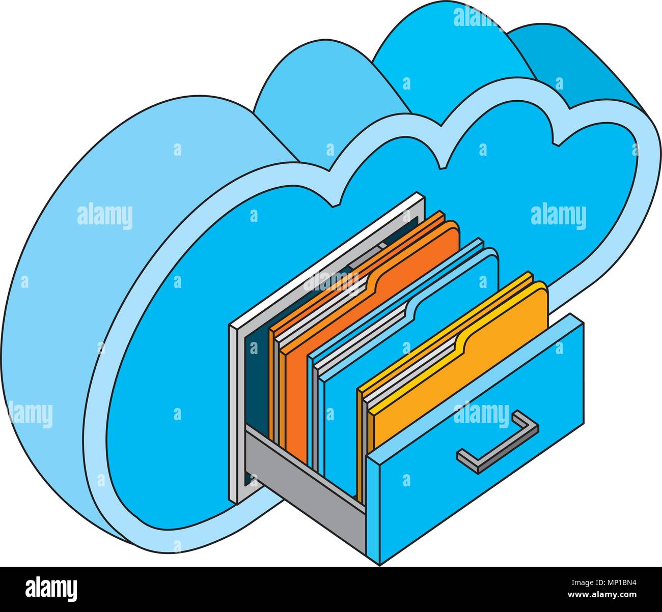 cloud computing open drawer folders file organizer isometric Stock Vector Image & Art - Alamy