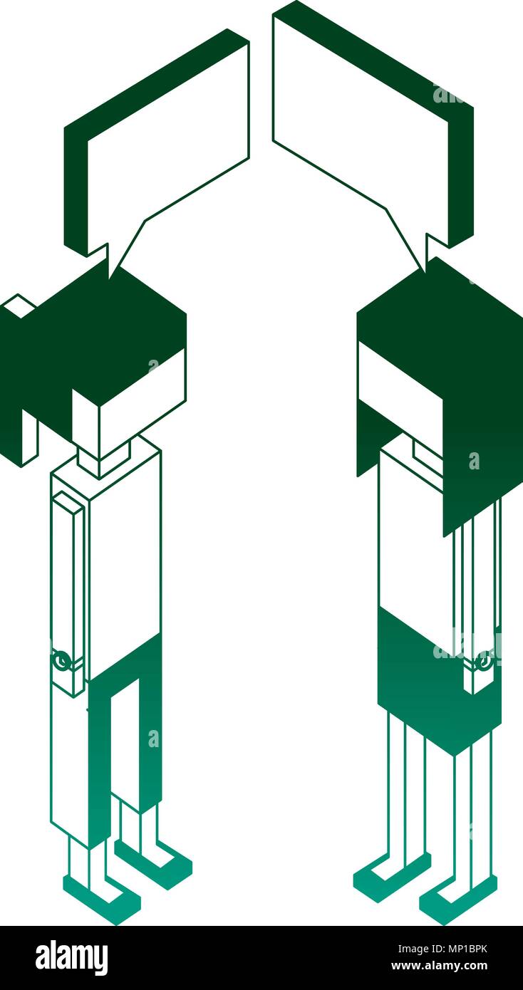 two girls standing dialog talk speech bubble isometric Stock Vector ...