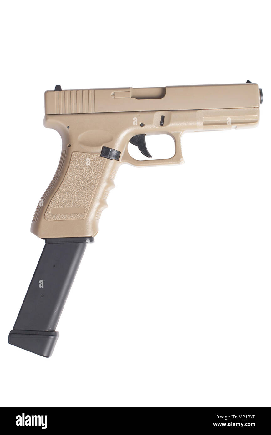 automatic 9mm handgun isolated on a white background Stock Photo - Alamy