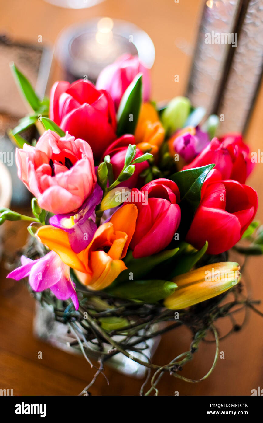 mix colours flowers coloured bouquets happy flower Stock Photo - Alamy