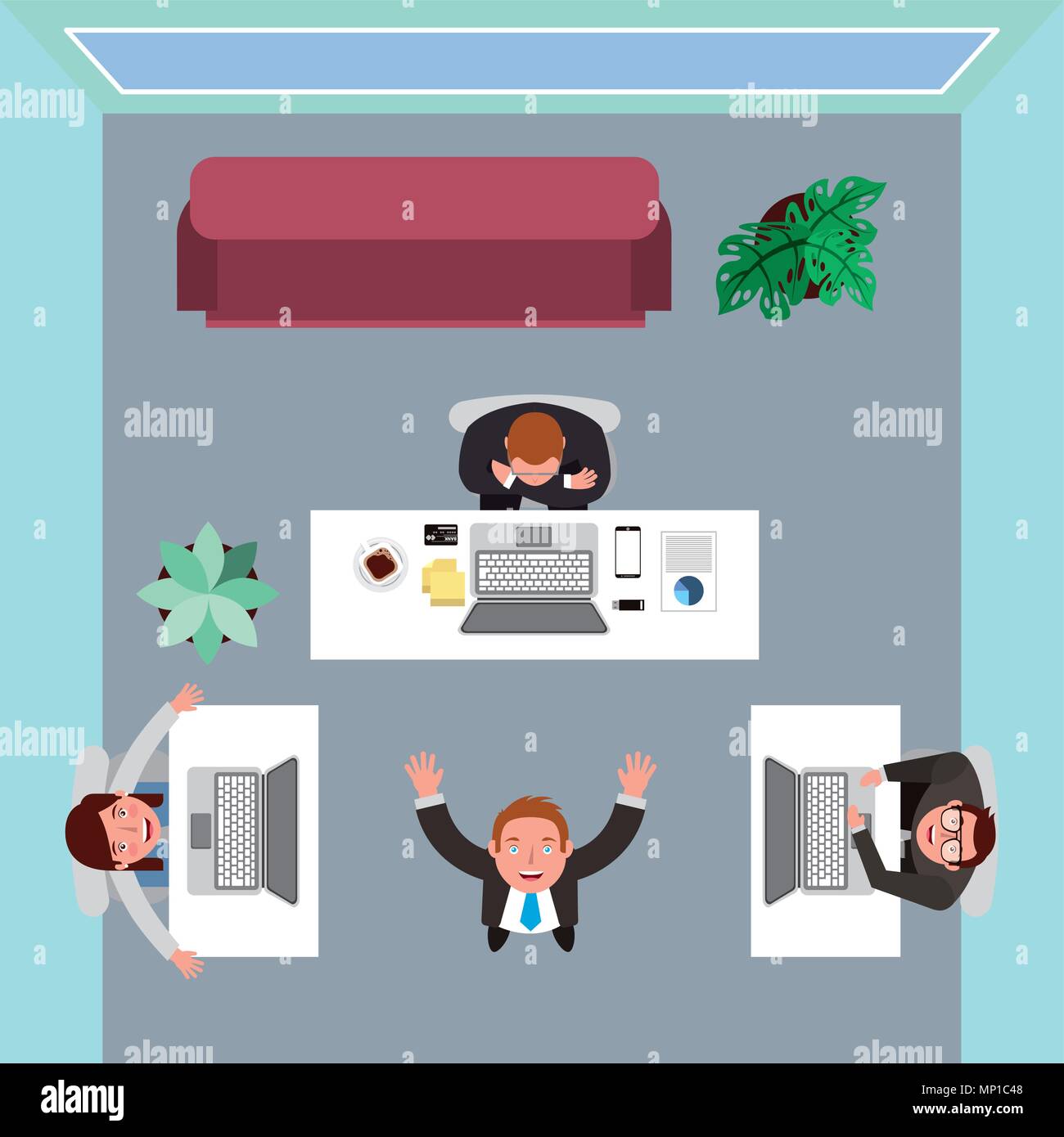 Smiling woman working hand Stock Vector Images - Alamy