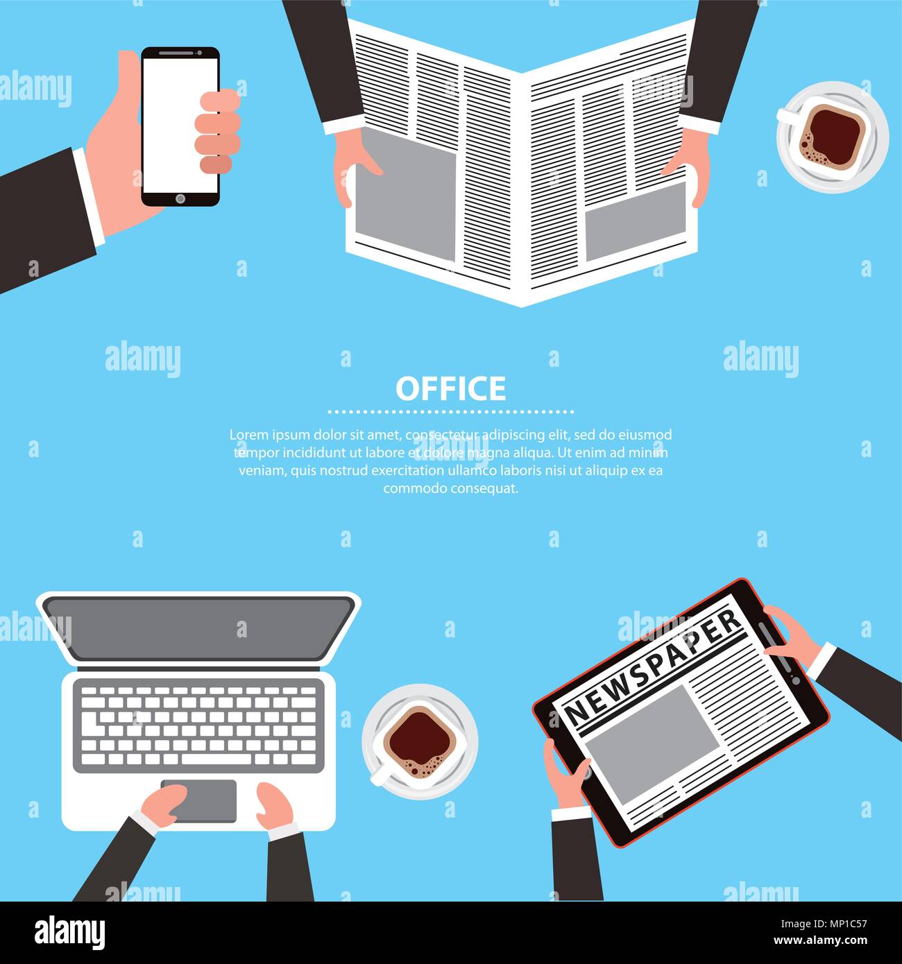 Coffee working tablet Stock Vector Images - Alamy