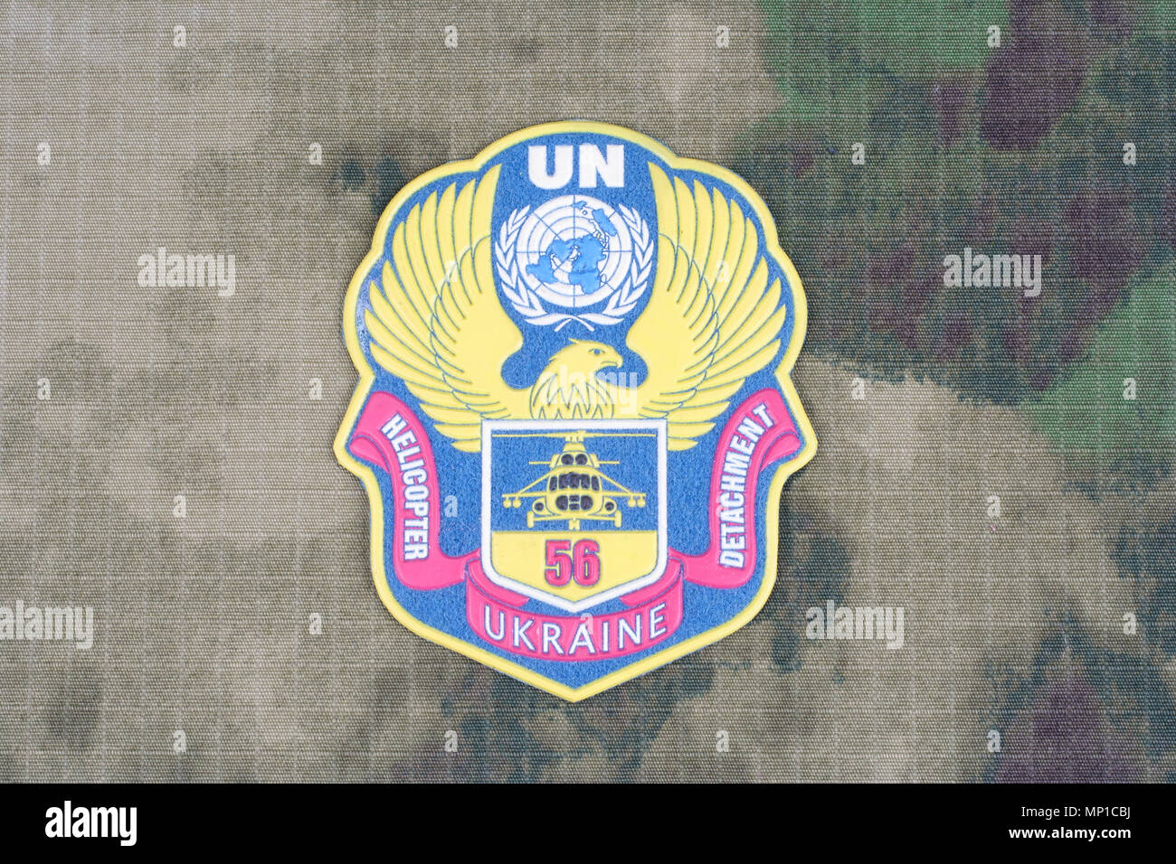 KIEV, UKRAINE - Apr. 26, 2015. Ukraine Army UN uniform badge Stock ...