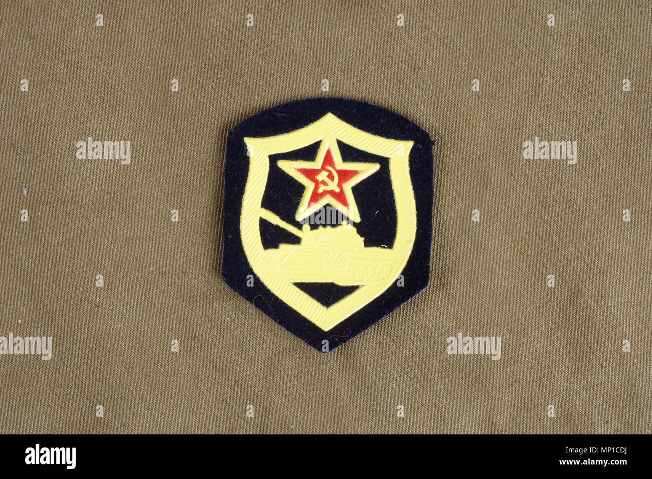 Soviet Army Tank Corps shoulder patch on khaki uniform background Stock ...