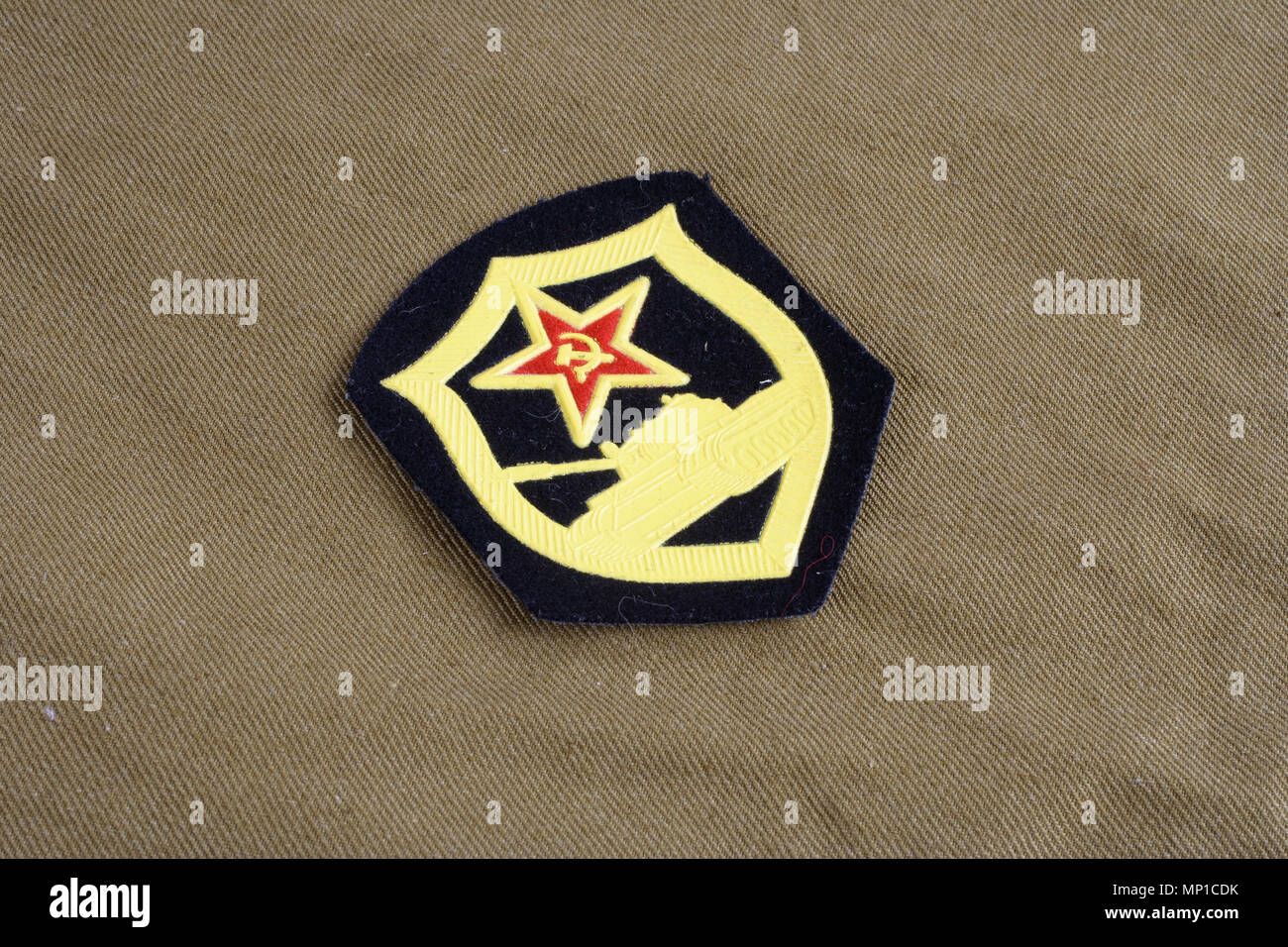 Soviet Army Tank Corps shoulder patch on khaki uniform background Stock ...