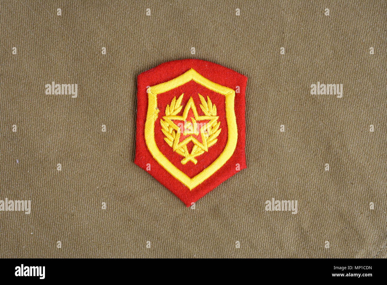 Soviet Army Mechanized infantry shoulder patch on khaki uniform ...