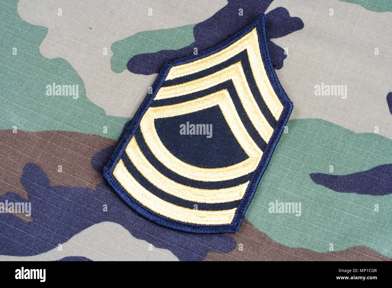 KIEV, UKRAINE - June 6, 2015. US ARMY Master Sergeant rank patch on ...