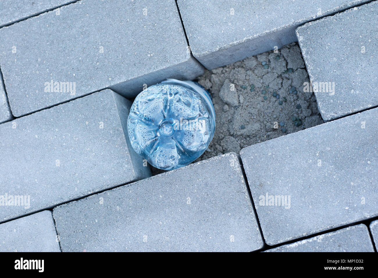 Construction site for a new road for cars. Laying paving blocks, new ...
