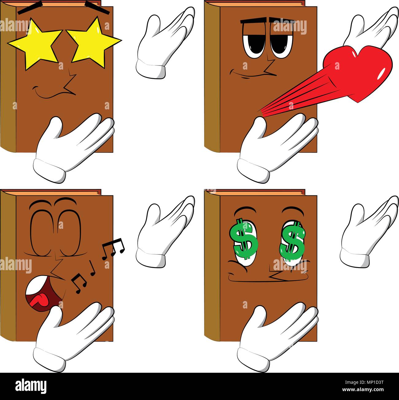 Books showing something with both hands, powerful hand gesture. Cartoon ...