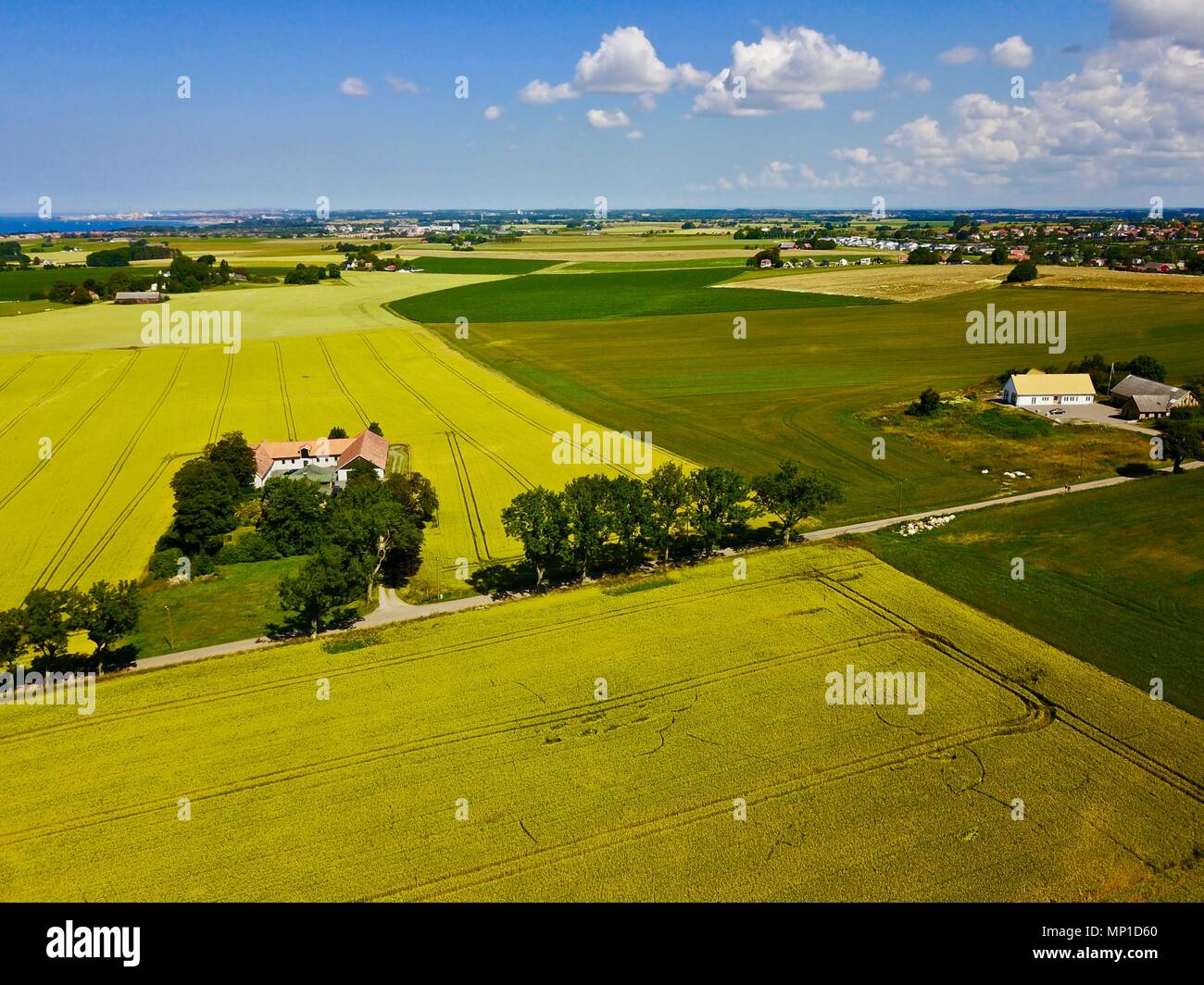 Aerial view over farming field in Sweden during summer Stock Photo - Alamy