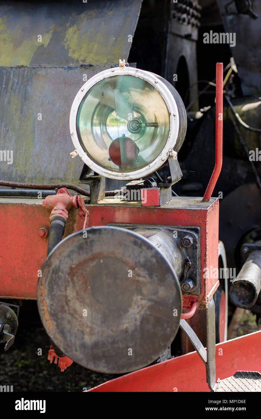 Old locomotive lighting. The lamp used to illuminate the road through ...