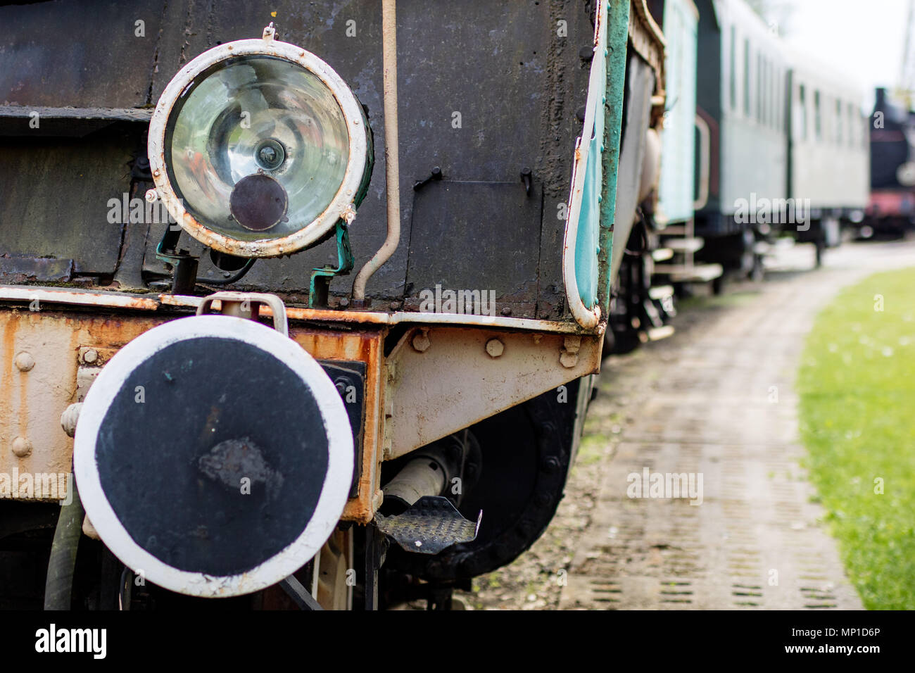 Old locomotive lighting. The lamp used to illuminate the road through ...