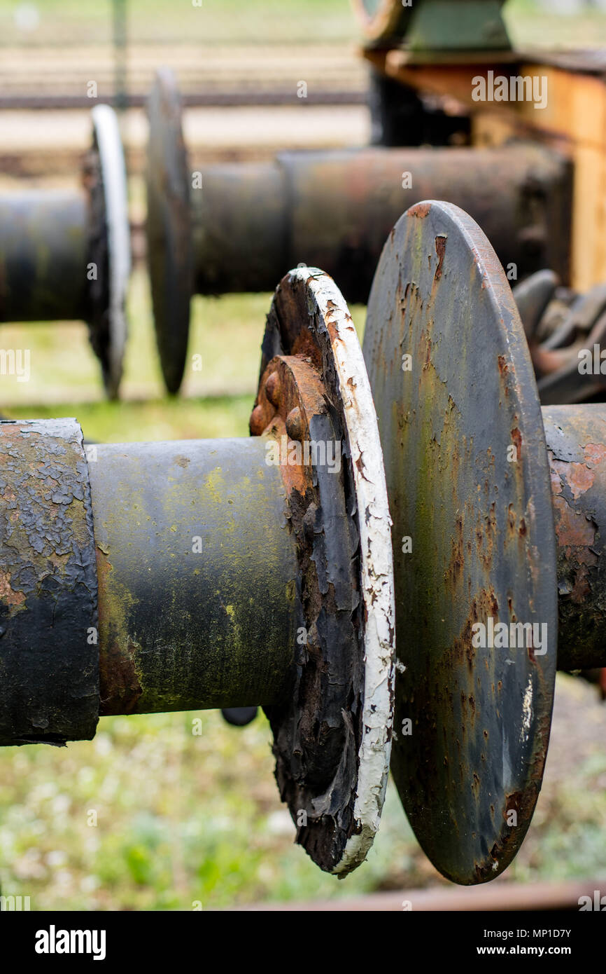 Old hook used in the railways. Towing hook for a train or wagon. Season ...