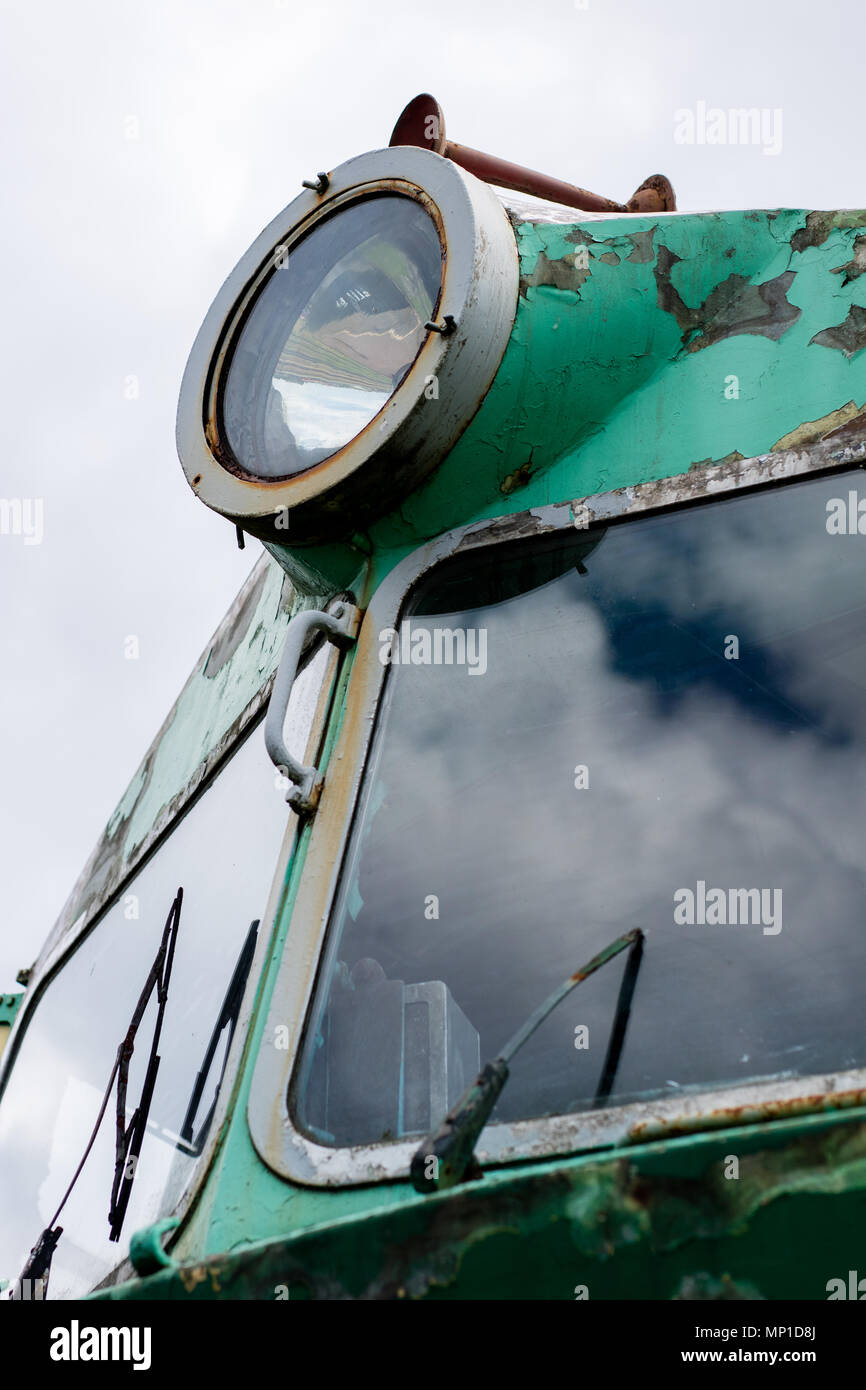 Old locomotive lighting. The lamp used to illuminate the road through ...