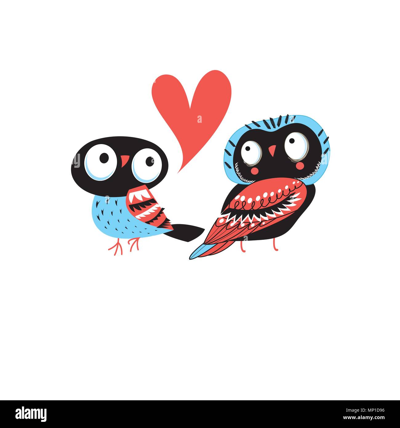Bright greeting card with owls in love on white background Stock Vector ...