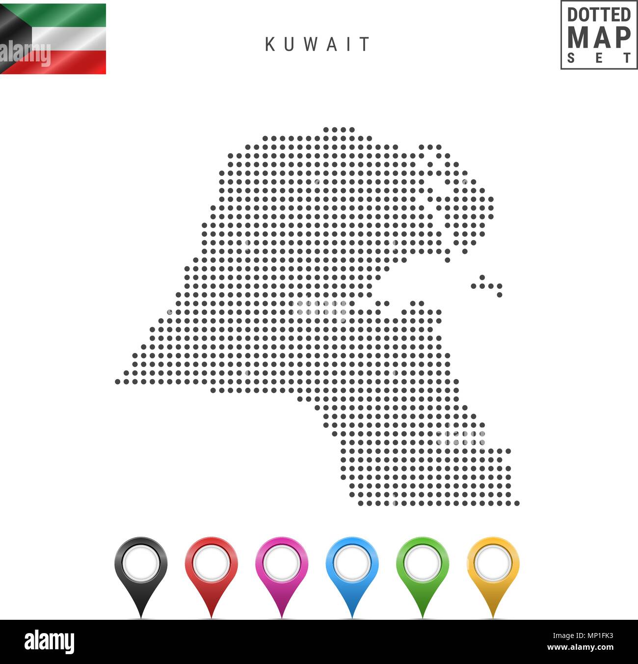Vector Dotted Map of Kuwait. Simple Silhouette of Kuwait. The National ...