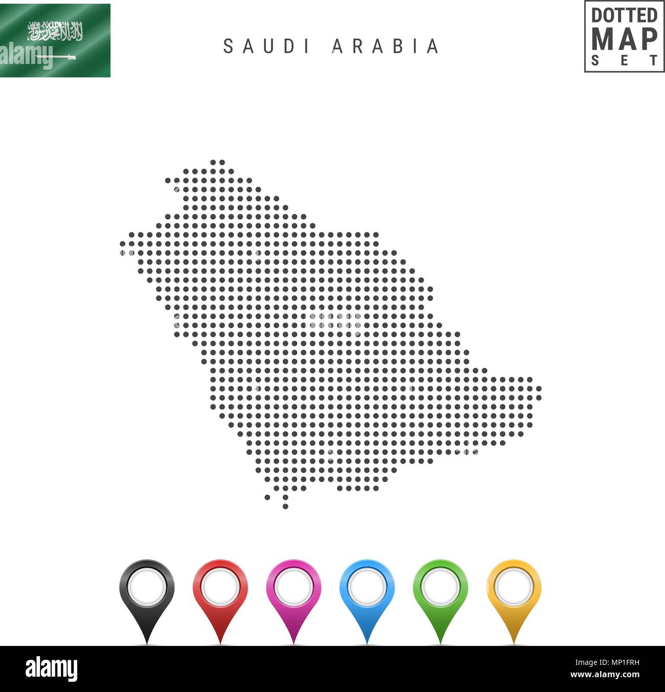 Vector Dotted Map of Saudi Arabia. Simple Silhouette of Saudi Arabia ...