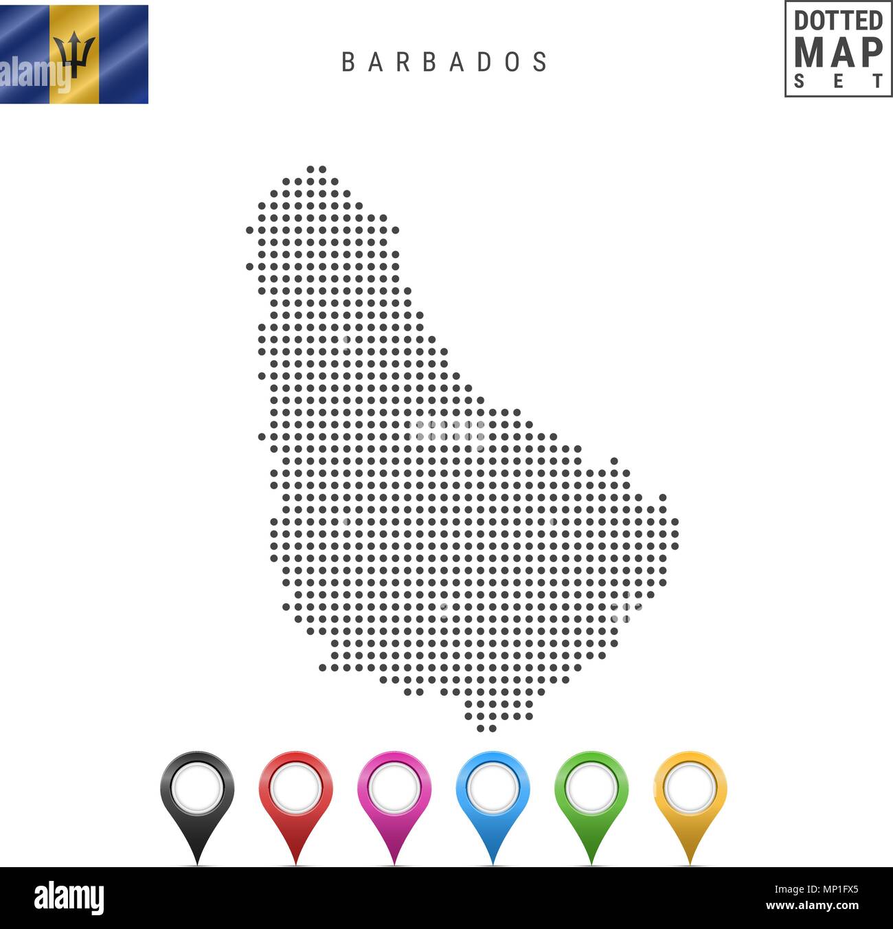 Vector Dotted Map of Barbados. Simple Silhouette of Barbados. National ...